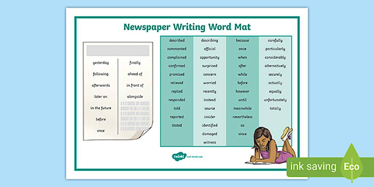 Editable UKS2 Newspaper Writing Word Mat - Twinkl