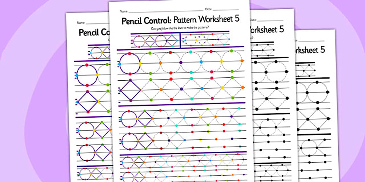 Pencil Control Pattern Worksheet 5 (teacher made) - Twinkl