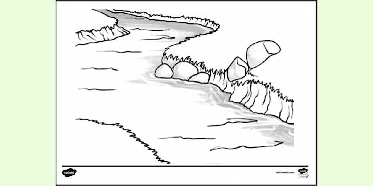 River Background Colouring Sheet (teacher made) - Twinkl