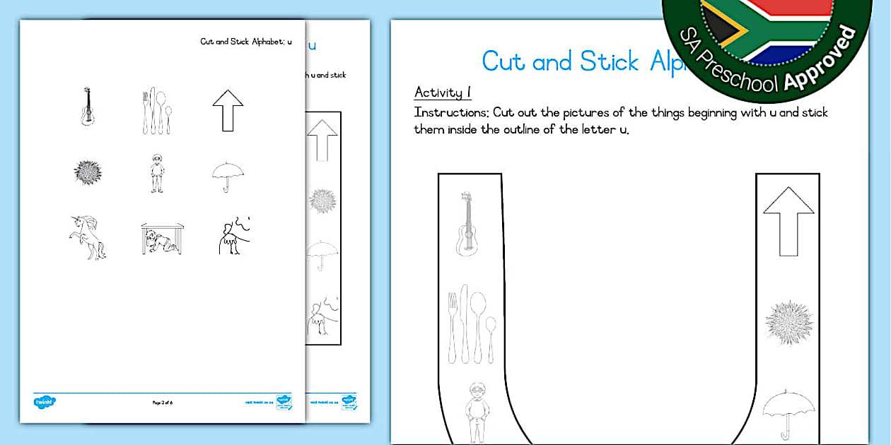 Alphabet Cut and Stick Activity Sheet - u