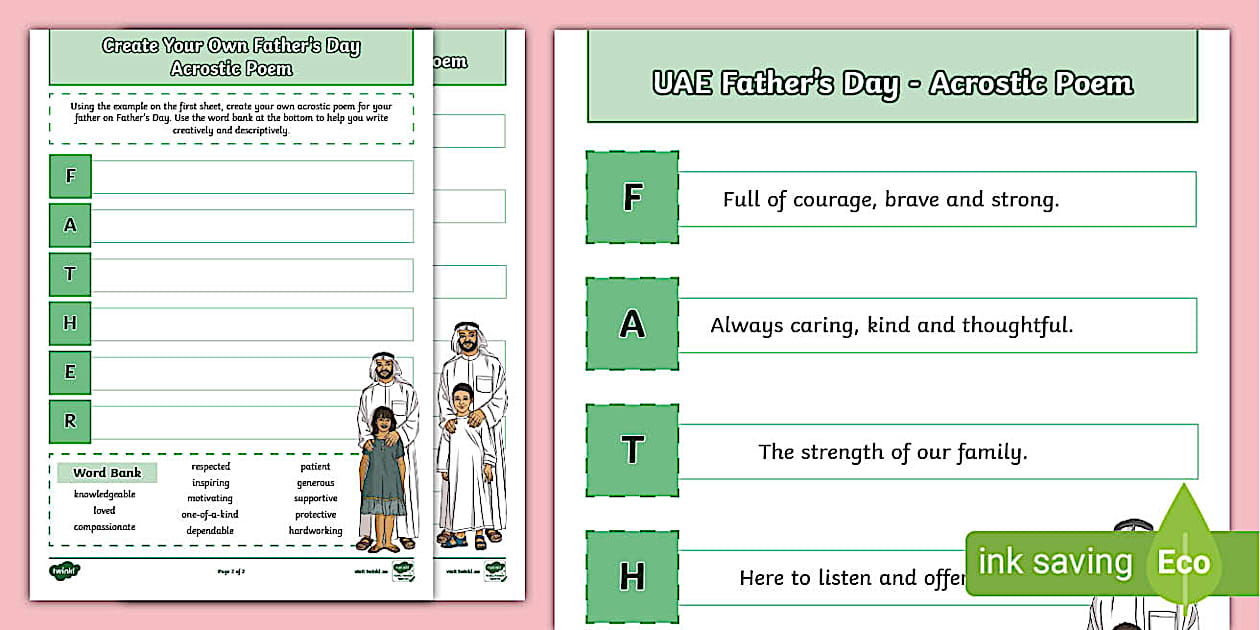 UAE Father's Day Poem - Twinkl