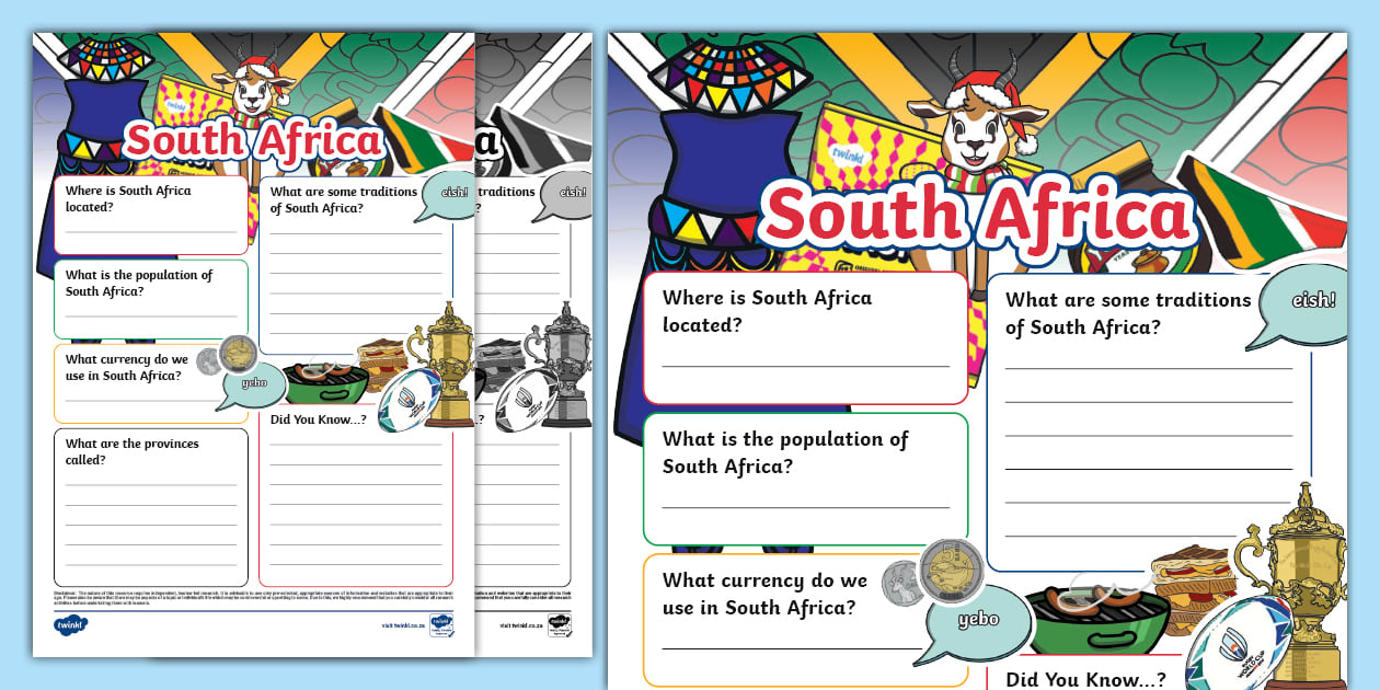 South Africa Fact File Template (Teacher-Made) - Twinkl