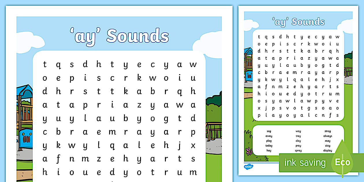Editable 'ay' Sounds Word Search (teacher made) - Twinkl