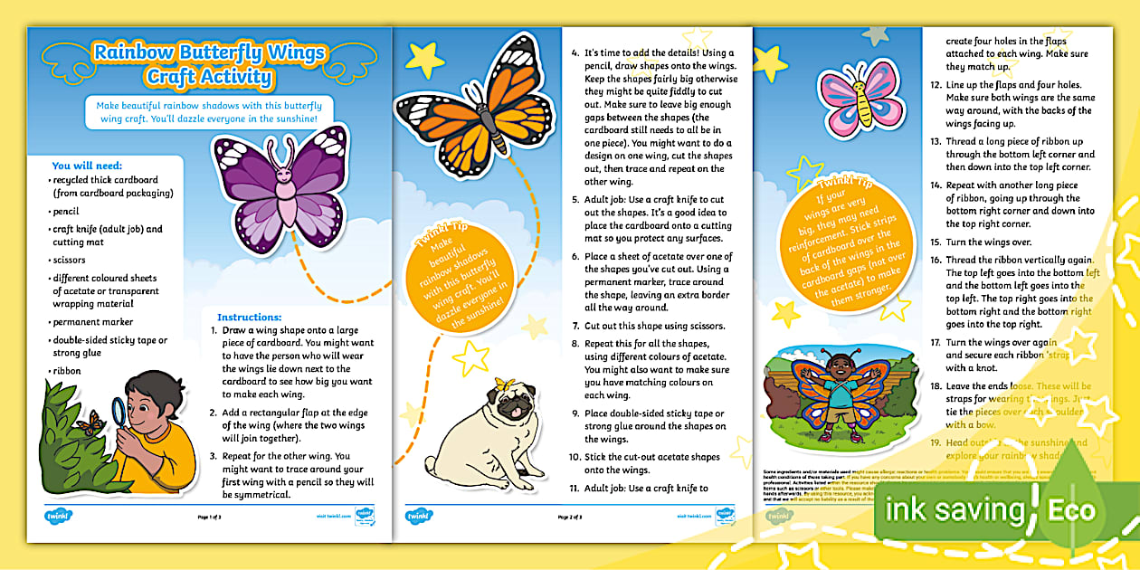 Rainbow Butterfly Wings Craft Activity (teacher made)