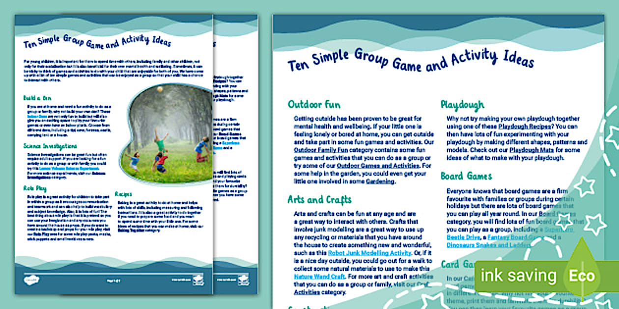 Ten Simple Group Game and Activity Ideas (Teacher-Made)