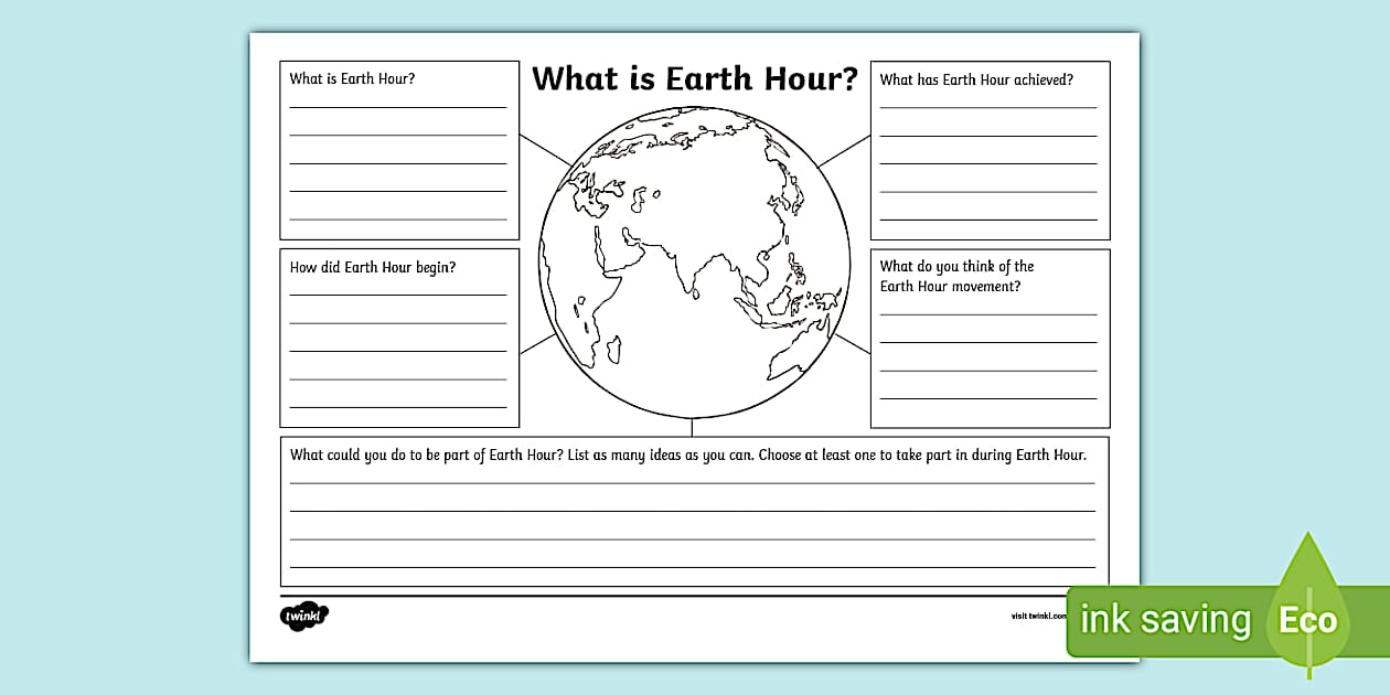 What Is Earth Hour? Activity Sheet (teacher made) - Twinkl