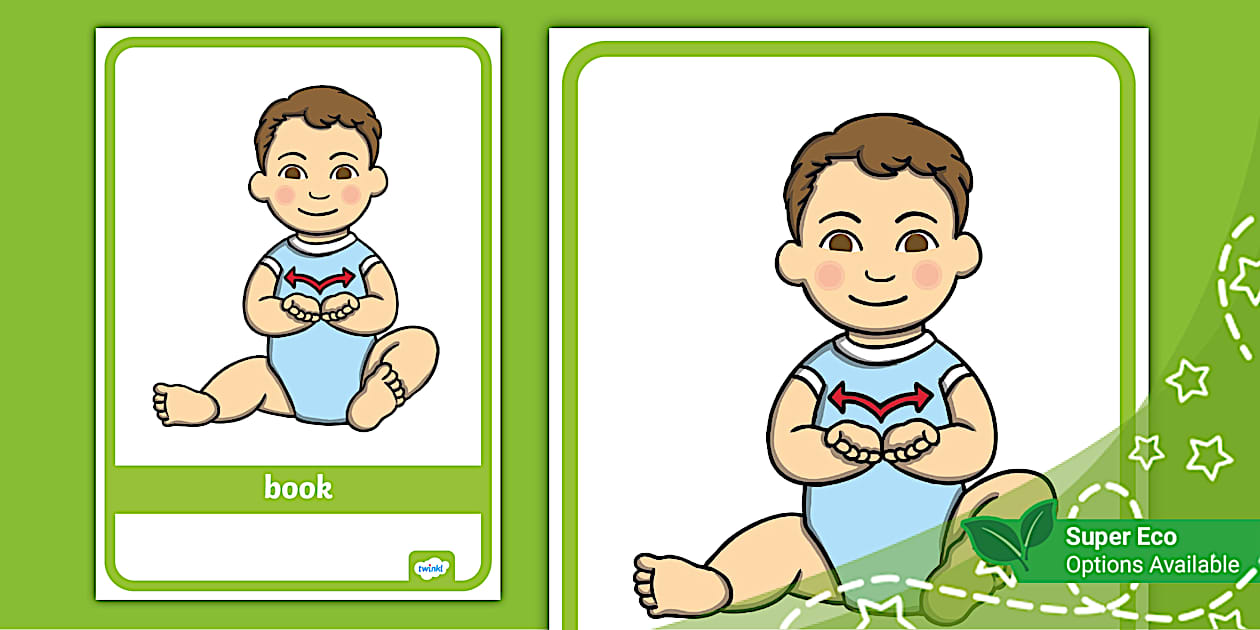 Baby Sign Poster: Book (teacher made) - Twinkl