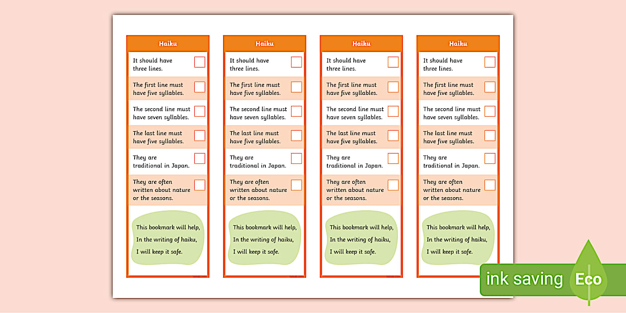 Haiku Rules Bookmark (teacher made) - Twinkl