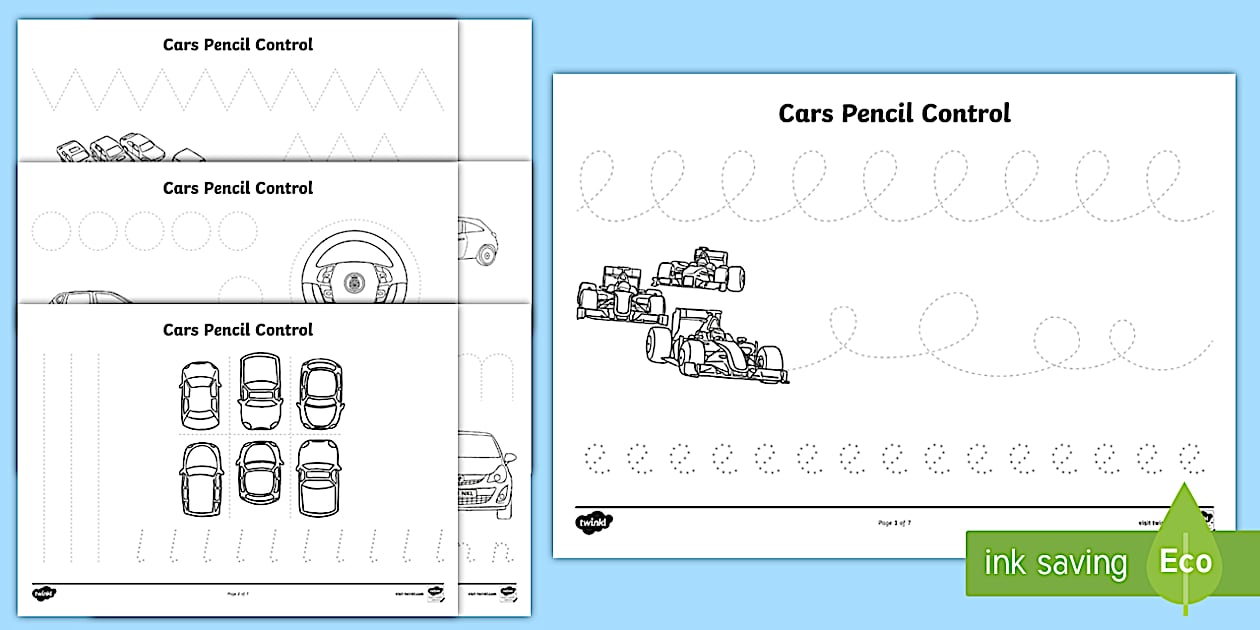 Car Pencil Contol Worksheets - Twinkl