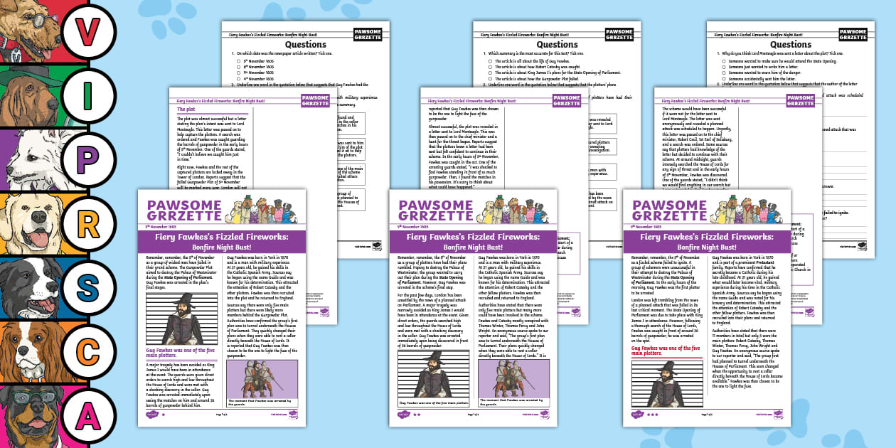 LKS2 Pawsome Grrzette Fawkes Reading Comprehension Activity