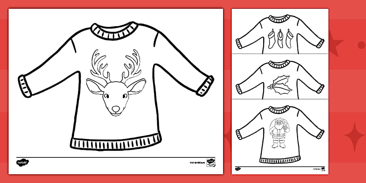 Fun Ugly Sweater Coloring Pages for Kids | Twinkl USA