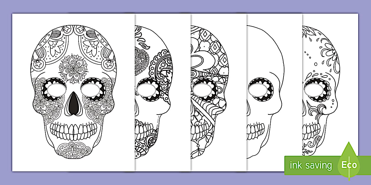 Day of the Dead Skull Designs Coloring Activity | Twinkl USA