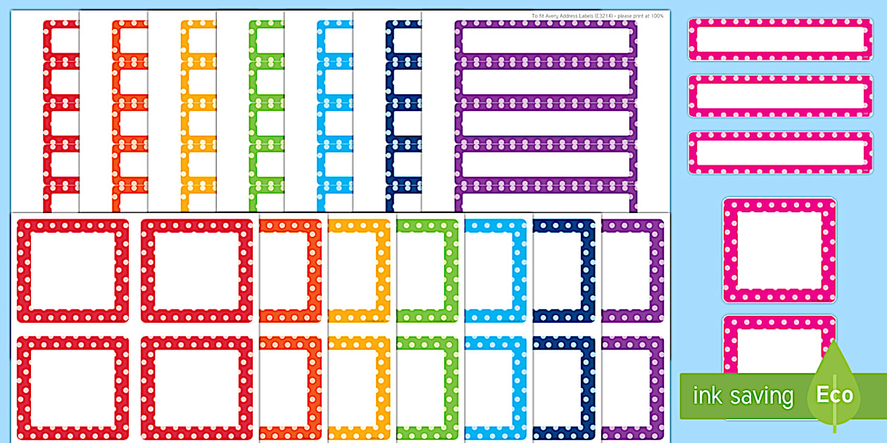 Multicolored Polka Dot Drawer and Peg Labels Resource Pack