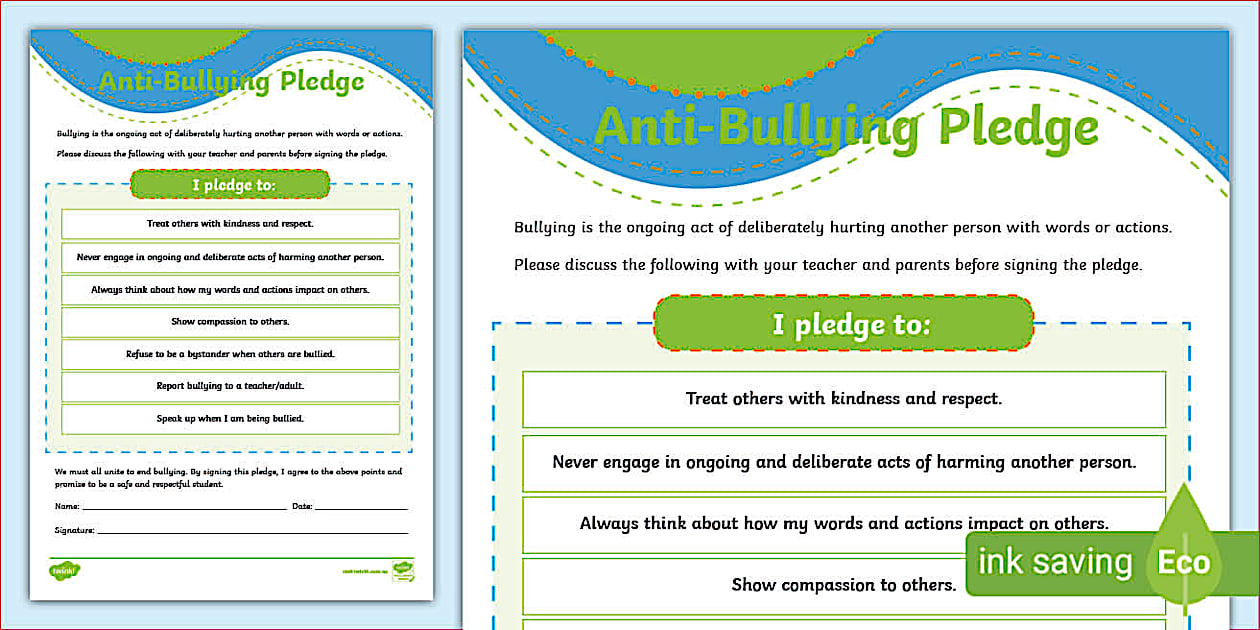 Anti-Bullying Pledge 3-6 (teacher made) - Twinkl