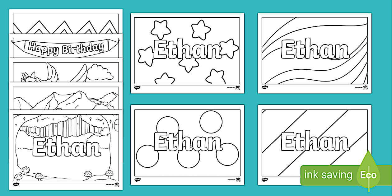 Ethan Name Simple Colouring Activity Sheet (teacher made)