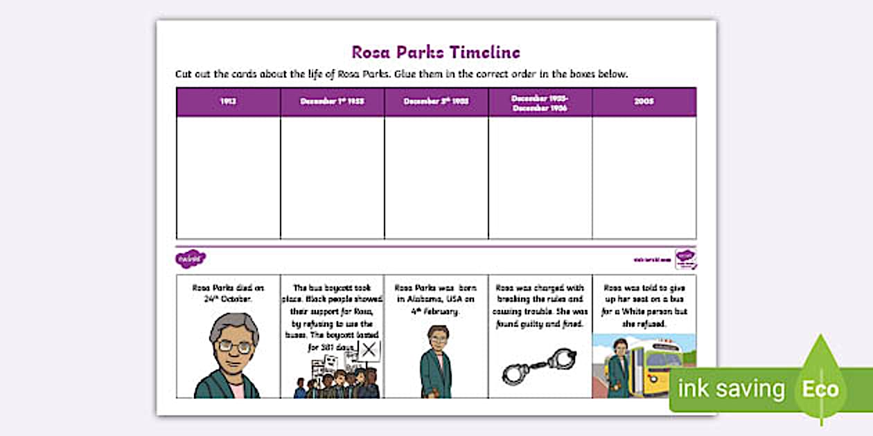 Rose Parks Timeline - Cut and Paste Activity (teacher made)