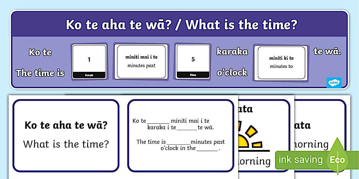 Māori Clock for Kids: English and Te Reo Māori - Twinkl