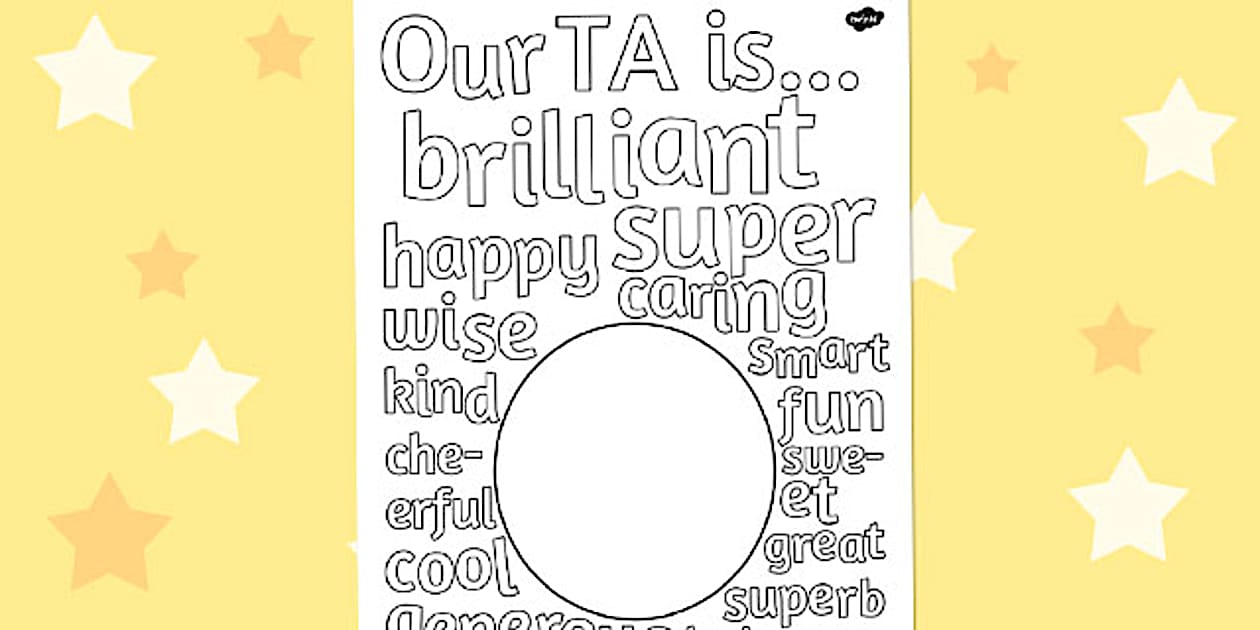 Class Gift to TA Describing Words Drawing and Colouring Sheet