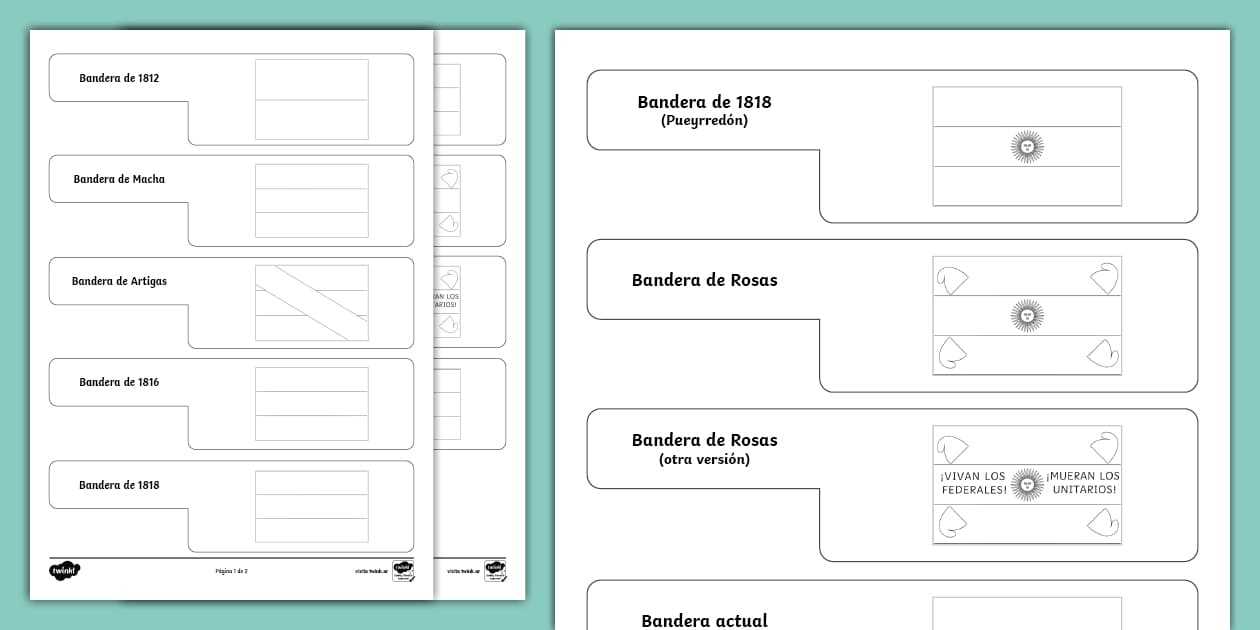 Hoja de actividad: colorea las banderas de Argentina -Twinkl