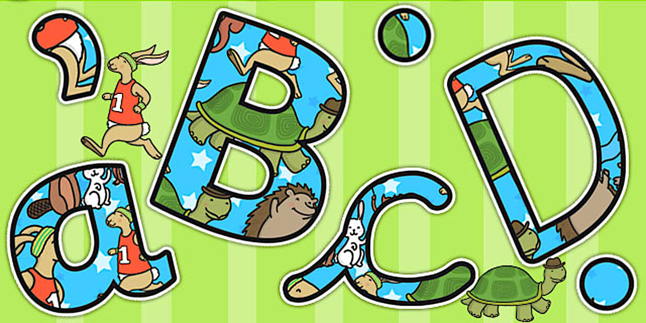 Editable The Tortoise and The Hare Themed A4 Display Lettering