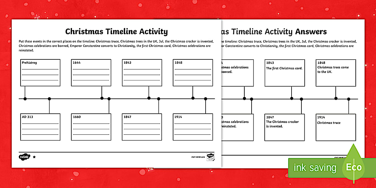 Middle Ability KS2 Christmas Timeline Differentiated Worksheets
