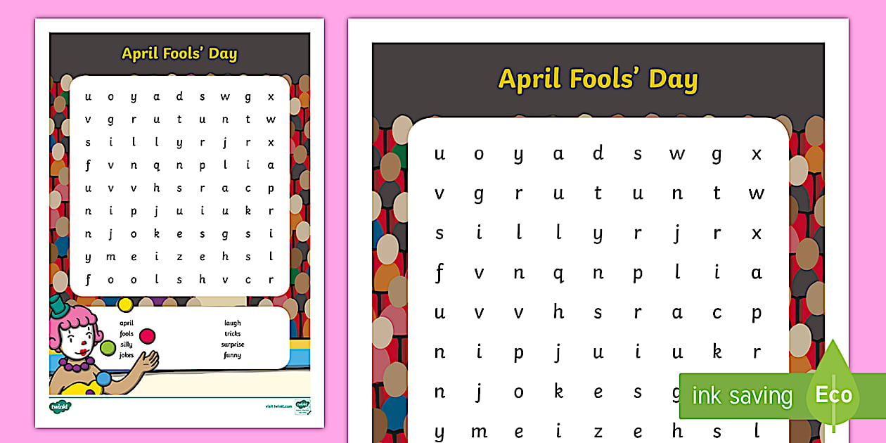 April Fools' Day Word Search – April Fools’ Resource - Kindergarten