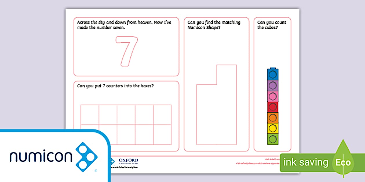 All About Number 7 Activity Mat with Numicon Shapes - Twinkl