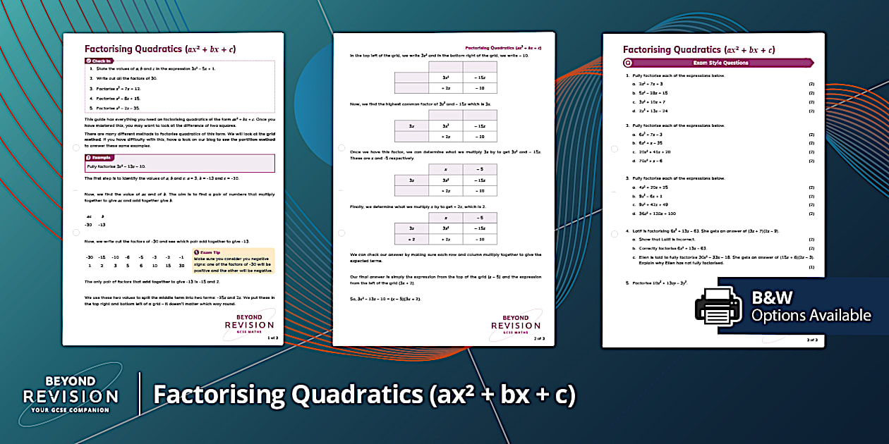 👉 Factorising Quadratics Revision (ax² + bx + c) | Beyond Maths
