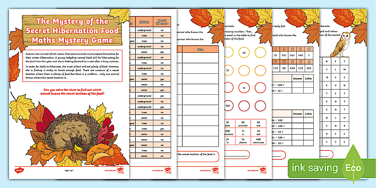 👉 Year 3 Autumn-Themed Maths Mystery Game (teacher made)