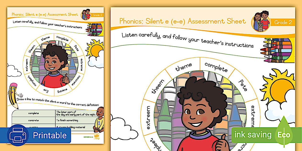 Grade 2 Phonics: Silent e (e-e) Assessment Sheet