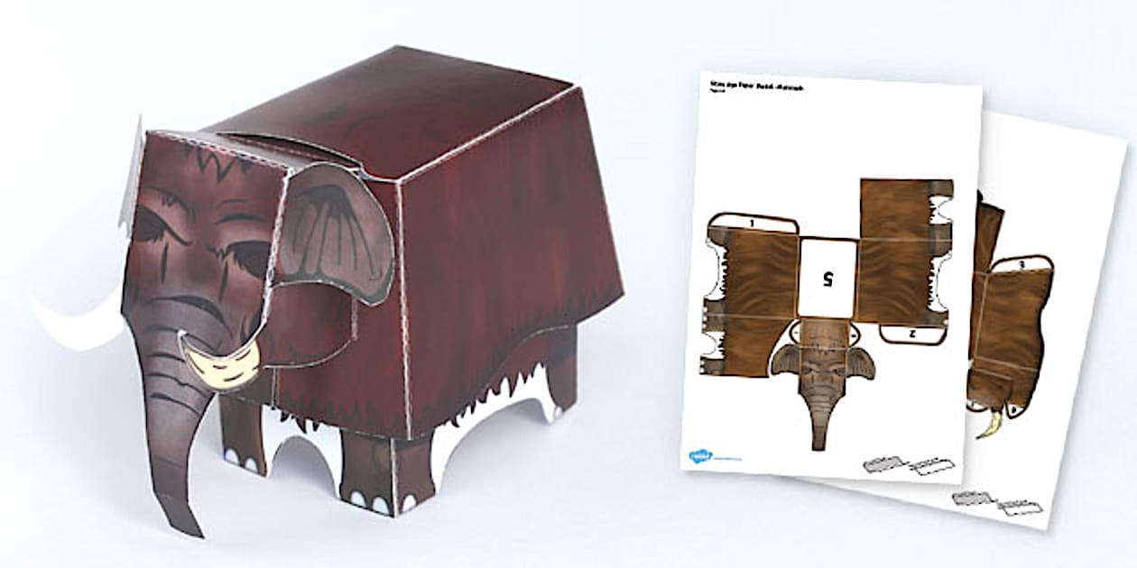 Paper Craft Stone Age Mammoth Model - Twinkl
