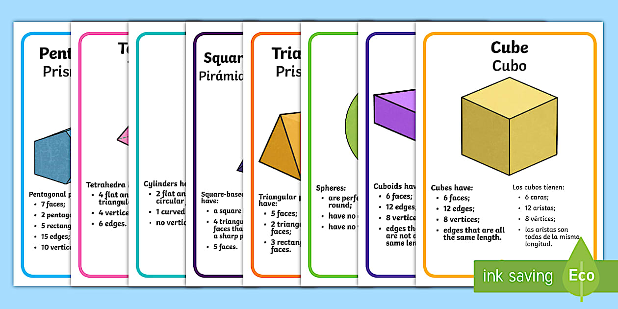 3D Shape Display Posters English/Spanish (teacher made)