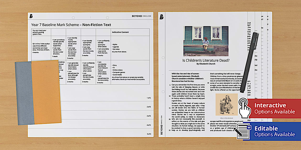 Year 7 Non-Fiction Baseline Reading Assessment Pack - Twinkl