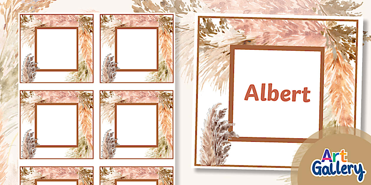 Boho Neutral Editable Square Peg Labels | Twinkl Art Gallery