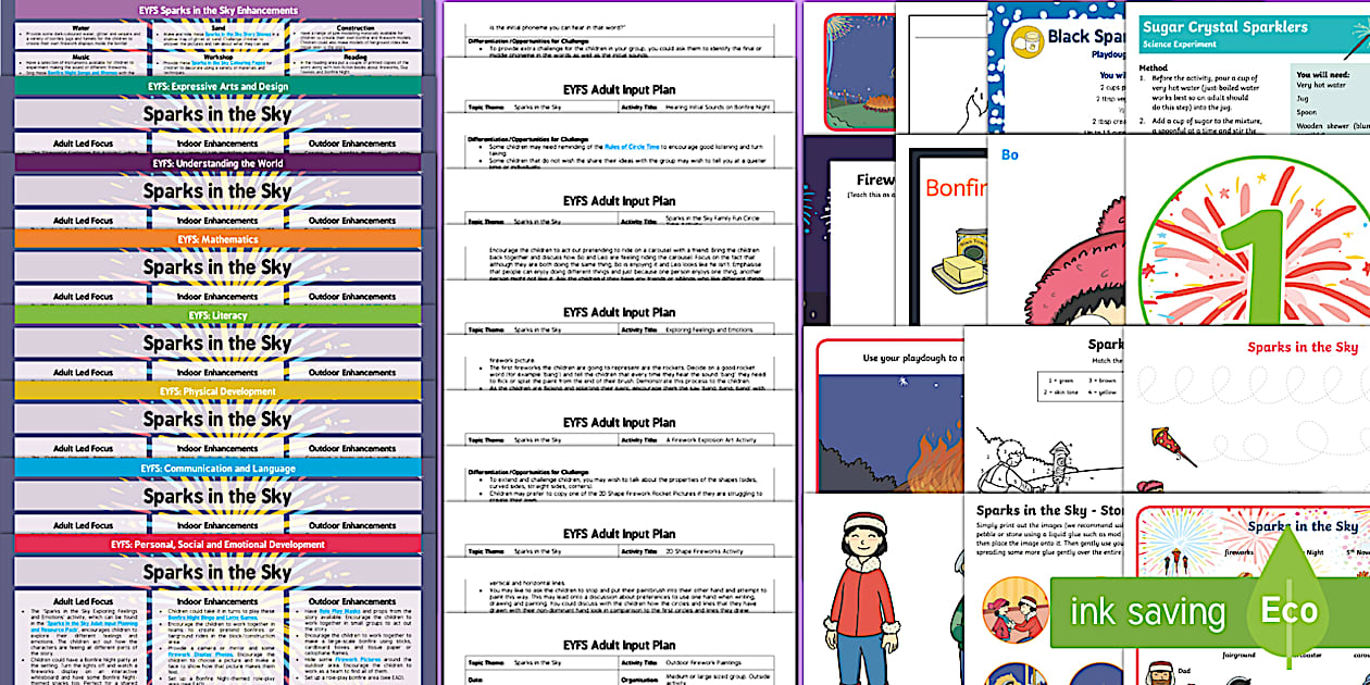 EYFS Sparks in the Sky Lesson Plan Enhancement Ideas and Resource Pack