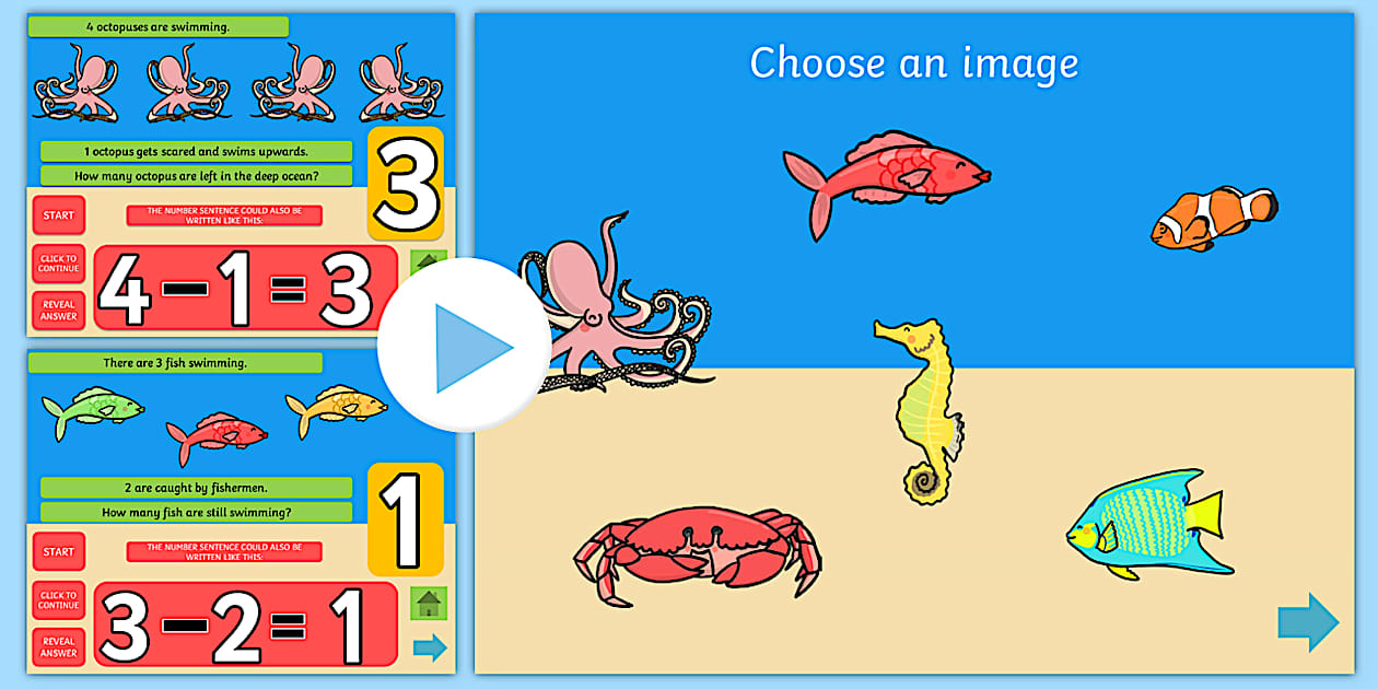 Under the Sea Themed Subtraction PowerPoint - Twinkl