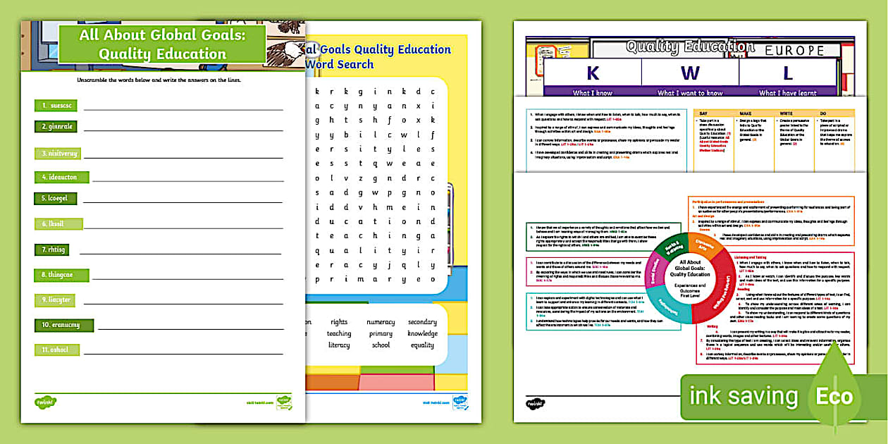 Global Goals Quality Education First Level IDL Resource Pack
