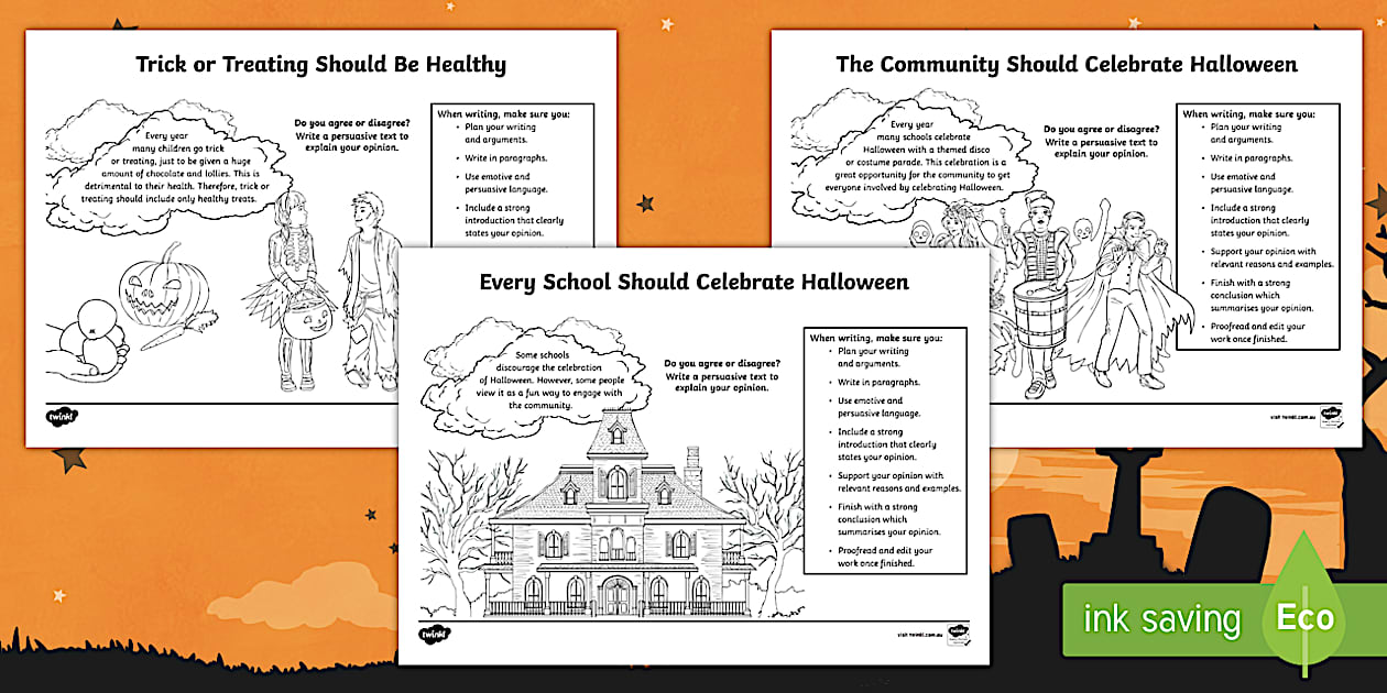 Cursive Halloween Persuasive Writing Template (teacher made)