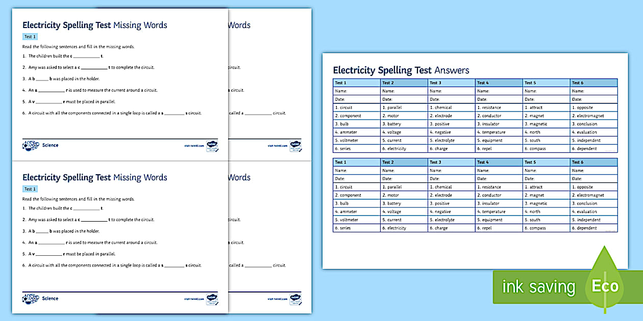 KS3 Electricity Spelling Pack (teacher made) - Twinkl
