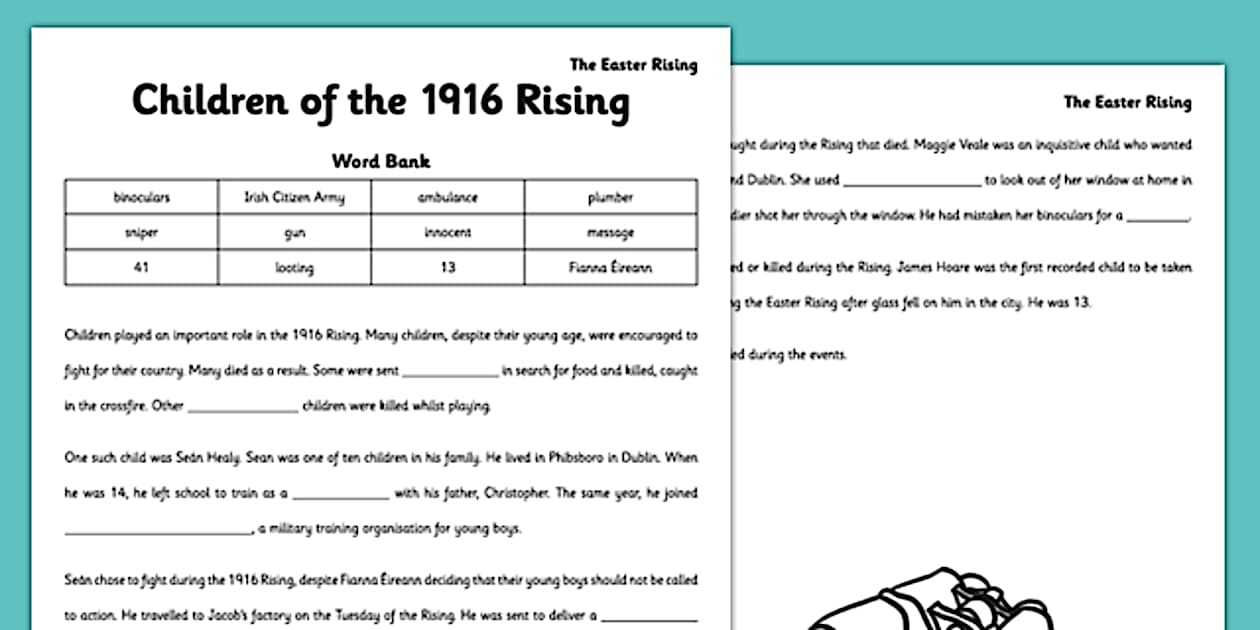 Children of the 1916 Rising Cloze Activity