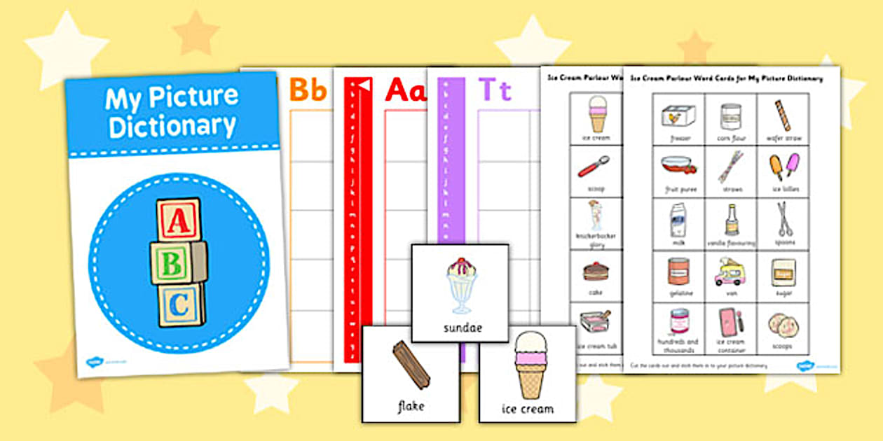 Ice Cream Parlour Picture Dictionary Word Cards - ice cream