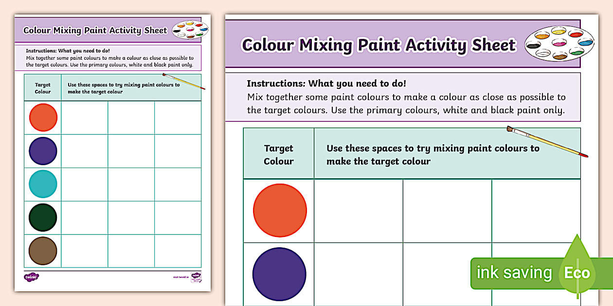 Painting Colour Mixing Activity Sheet (teacher made)