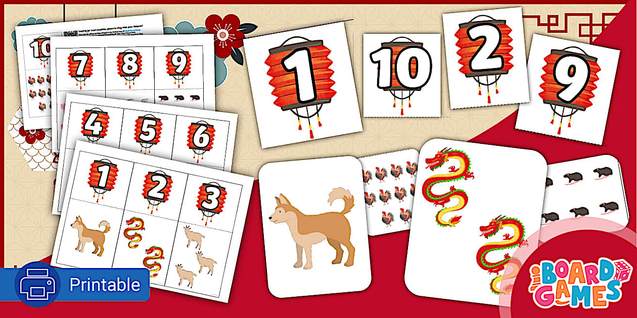 Lunar New Year Number Matching Game | Twinkl Board Games