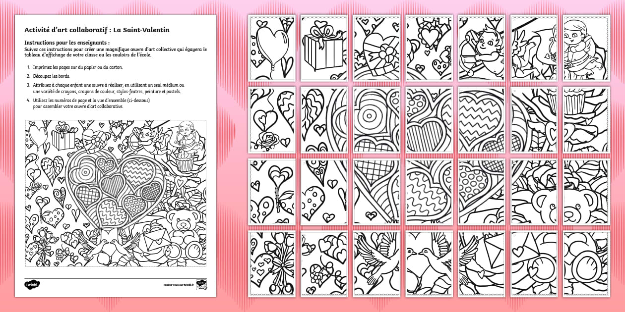 Activité d'art collaboratif : La Saint-Valentin - Twinkl