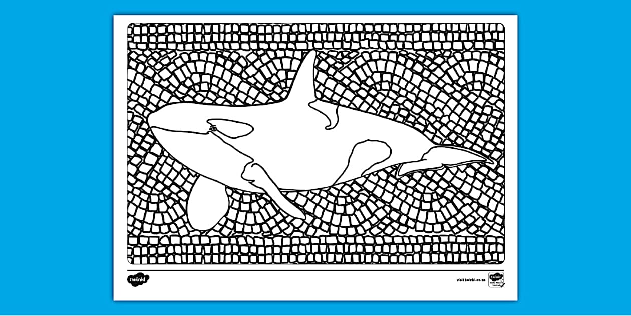 Orca Mosaic Colouring Sheet - Twinkl Arts and Crafts