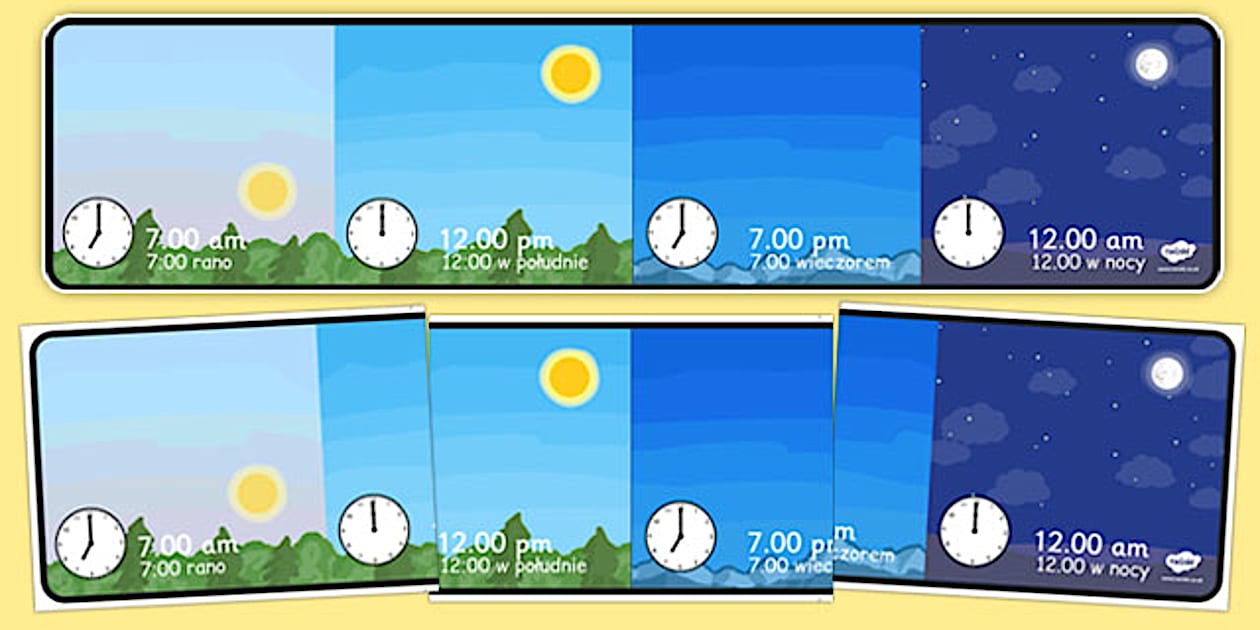 Day and Night Time Display Polish Translation (teacher made)