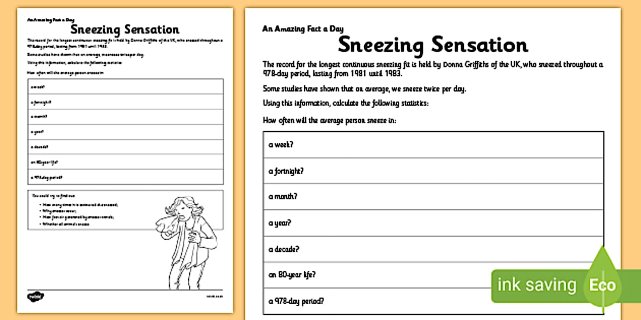Sneezing Sensation Worksheet / Worksheet (teacher made)