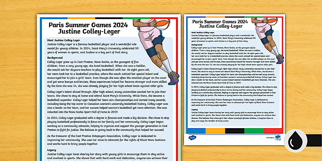 Justine Colley-Leger Fact File (teacher made) - Twinkl