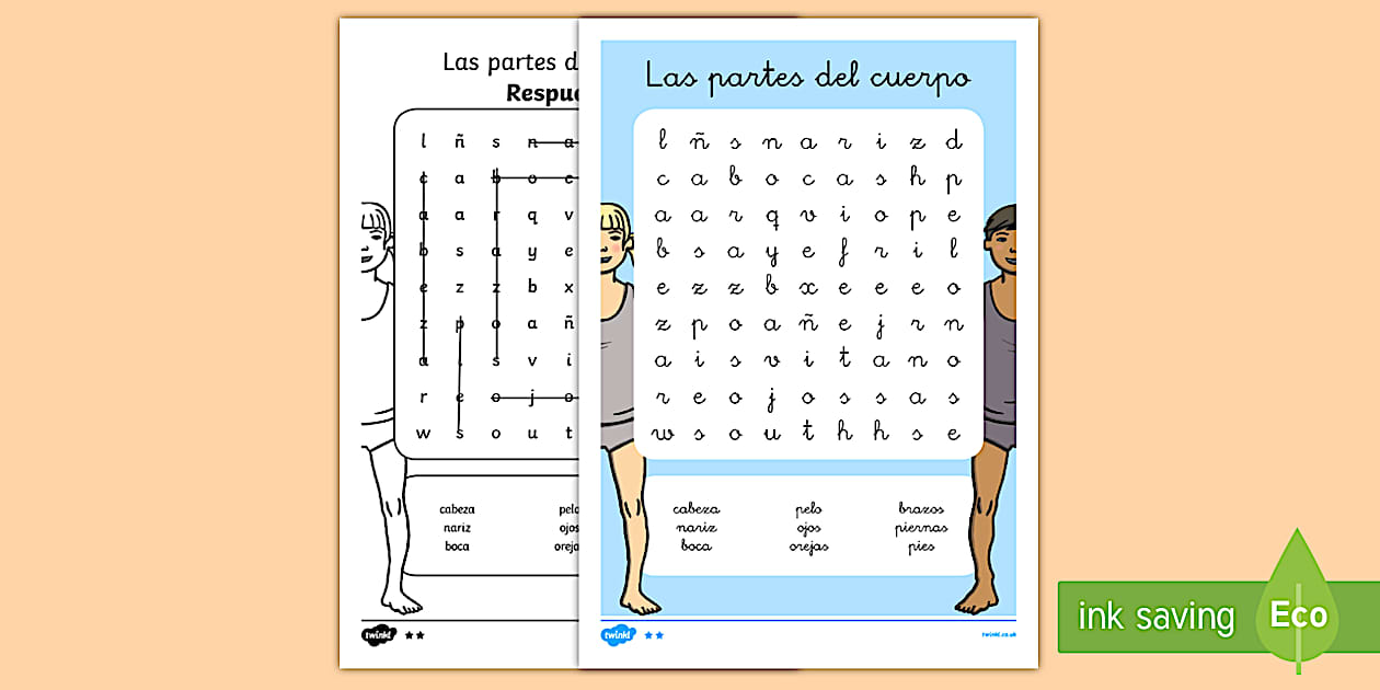 Sopa de letras: Las partes del cuerpo (teacher made)
