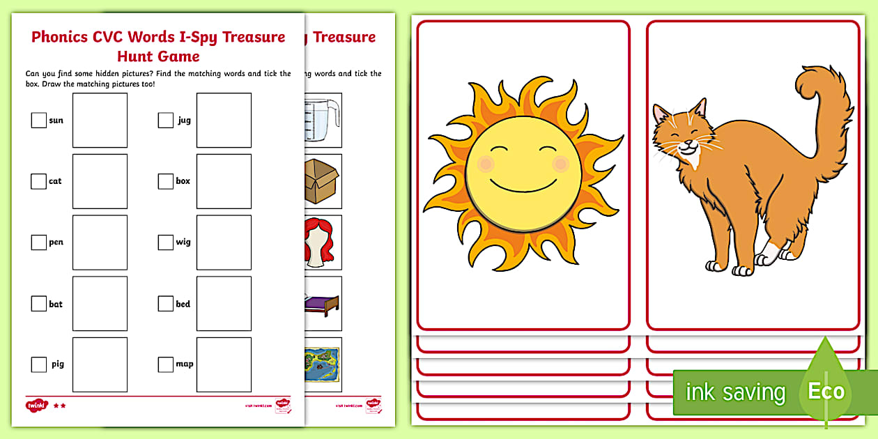 Phonics CVC Words I-Spy Treasure Hunt Game - Twinkl